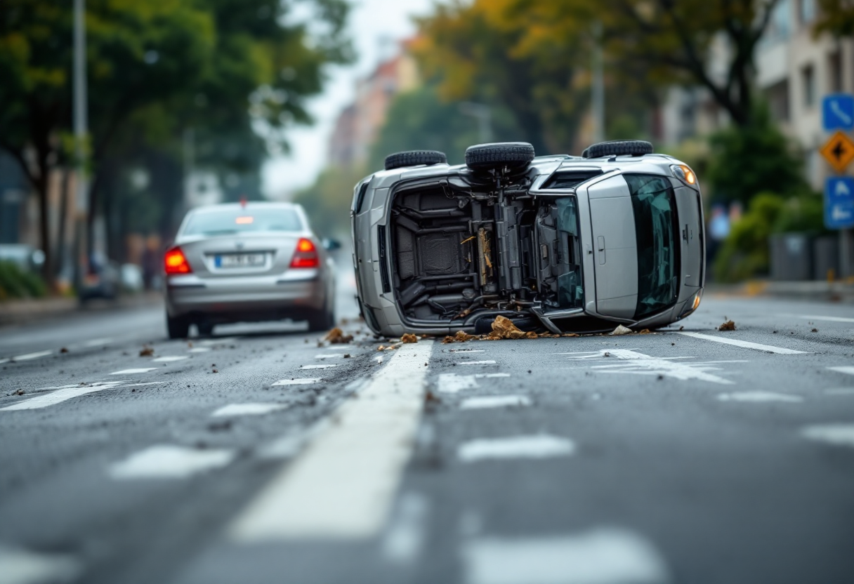 Dramatic car crash in Ellon leaves vehicle overturned