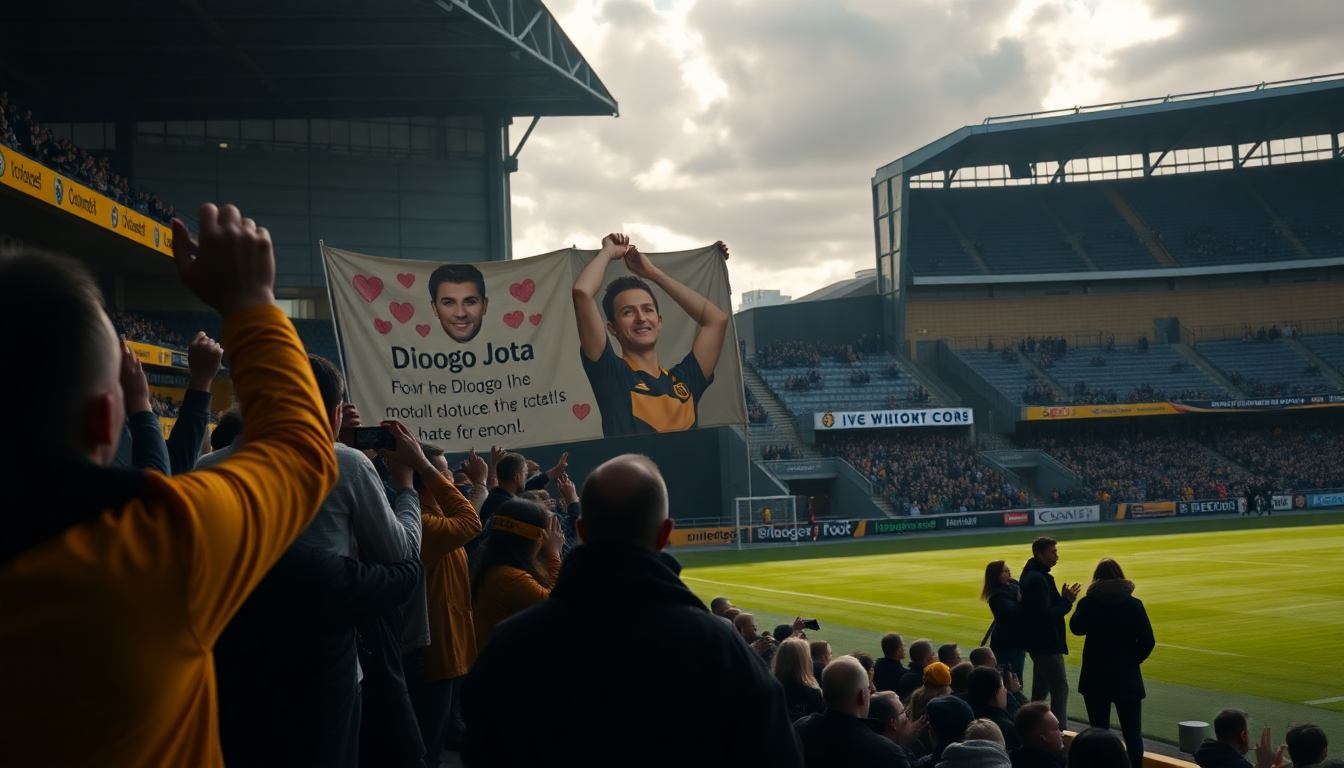 Emotional tribute to Diogo Jota by Wolves during Manchester City match ...